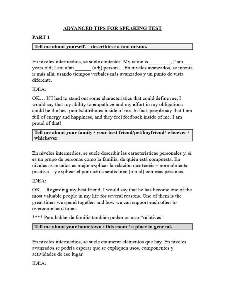 Advanced Speaking Test Strategies | PDF