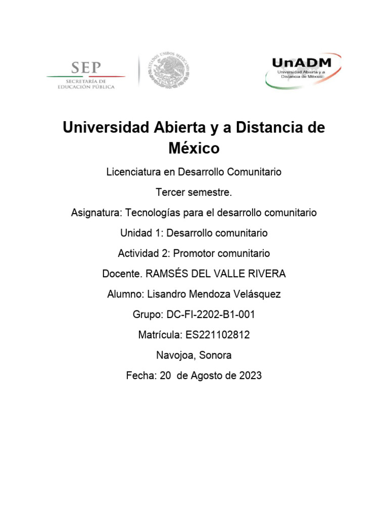 Promotor Comunitario en Mayocahui | PDF | Ciencias sociales