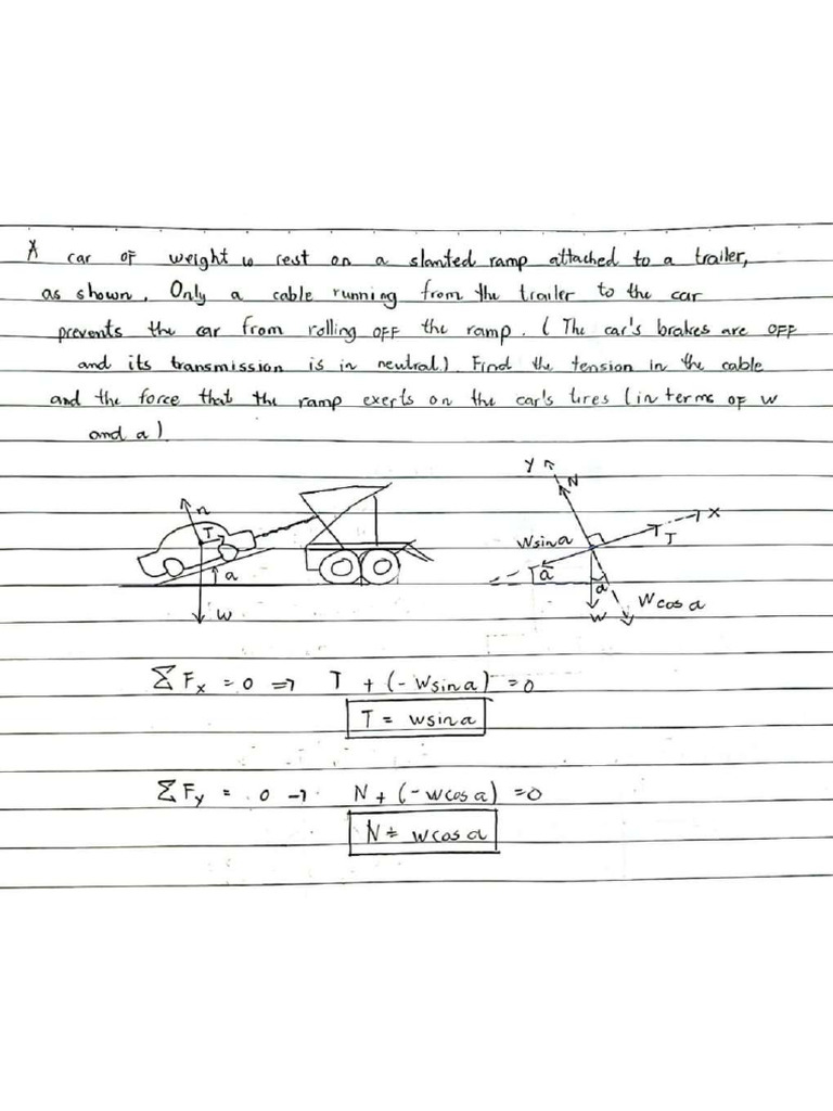 A War Weight W Rest On A Slanted Ramp Attached To A Trailer | PDF