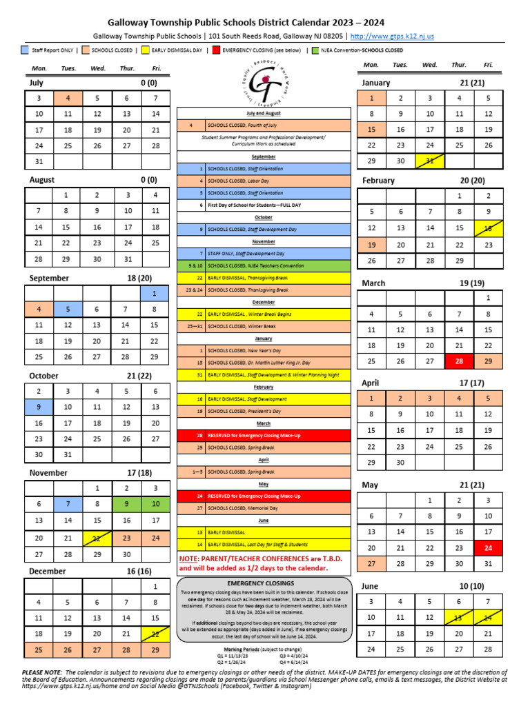 Galloway Schools 2023-2024 District Calendar | PDF | Social Media ...