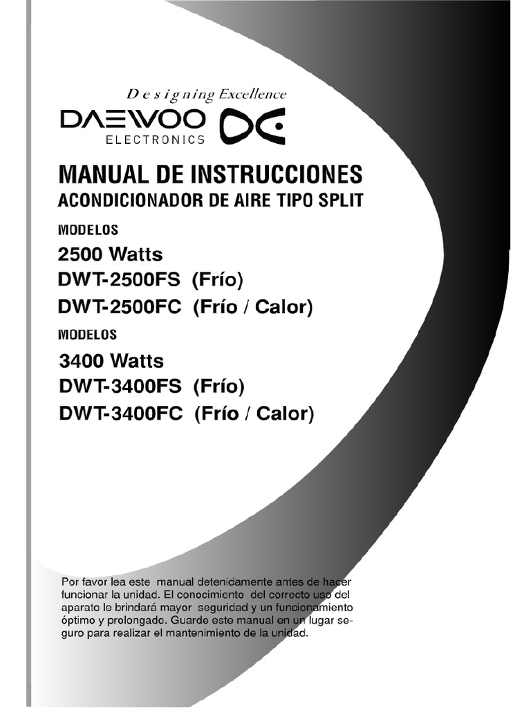 Manual de Instrucciones AC DAEWOO | PDF