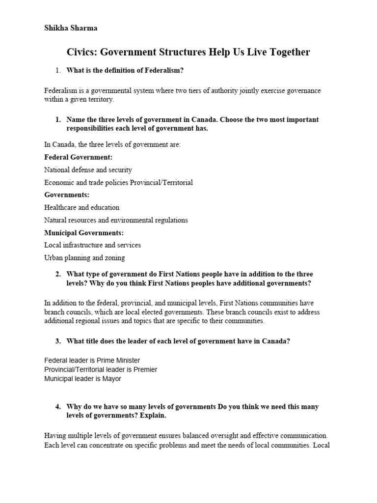 Government Structures Help Us Live Together Civics | PDF | Separation ...