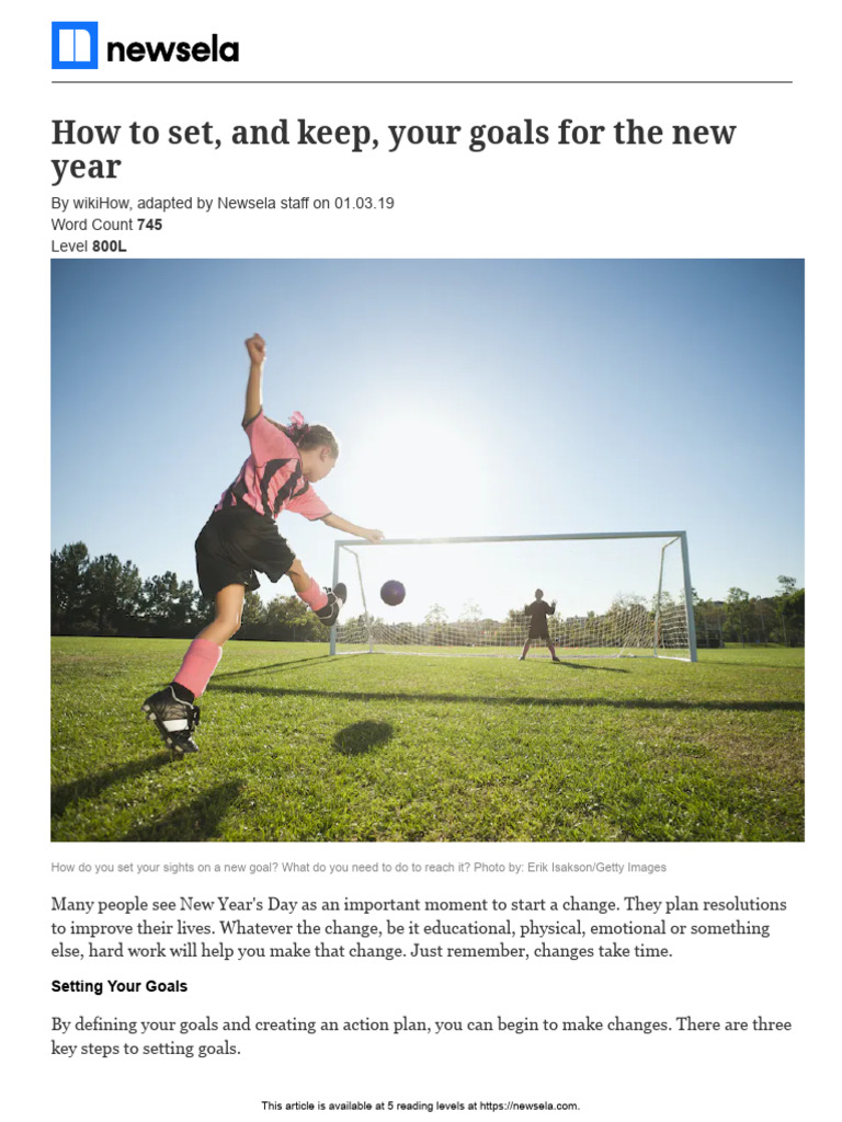 Setting Goals New Year 48412 Article - Write - Prompt - and - Quiz ...