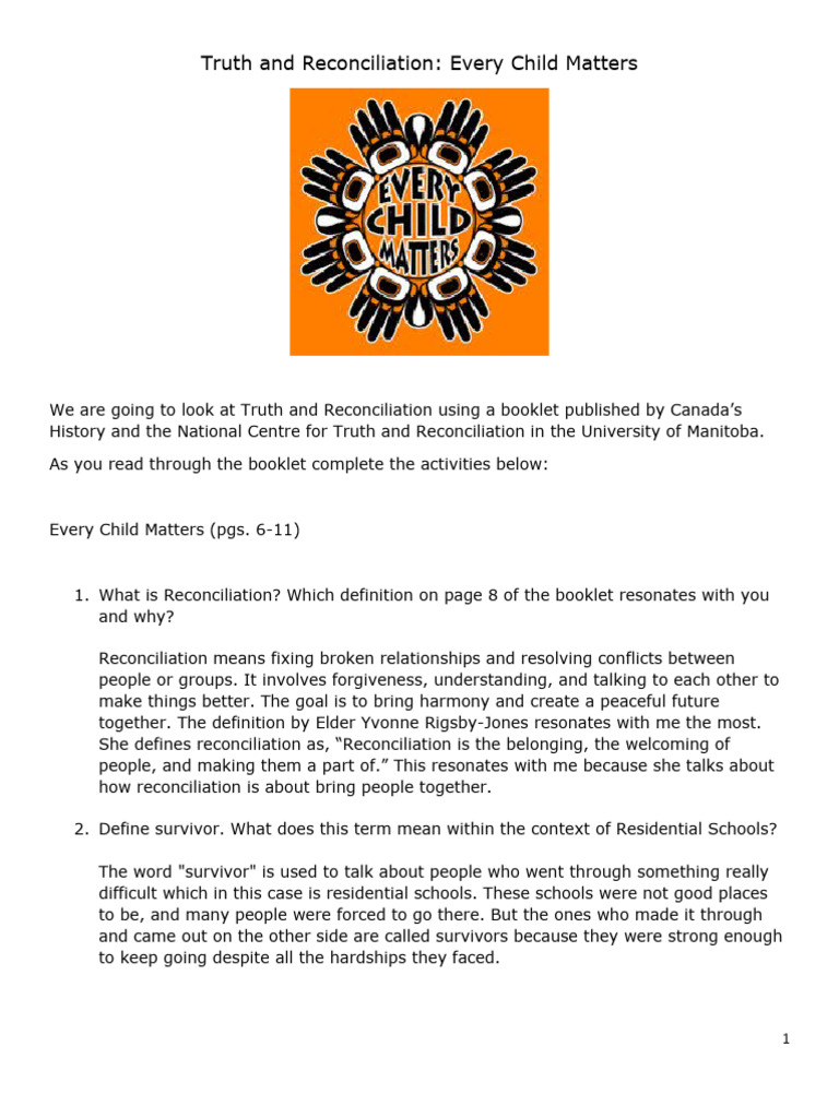 Every Child Matters Booklet Questions | PDF | Humility | Integrity