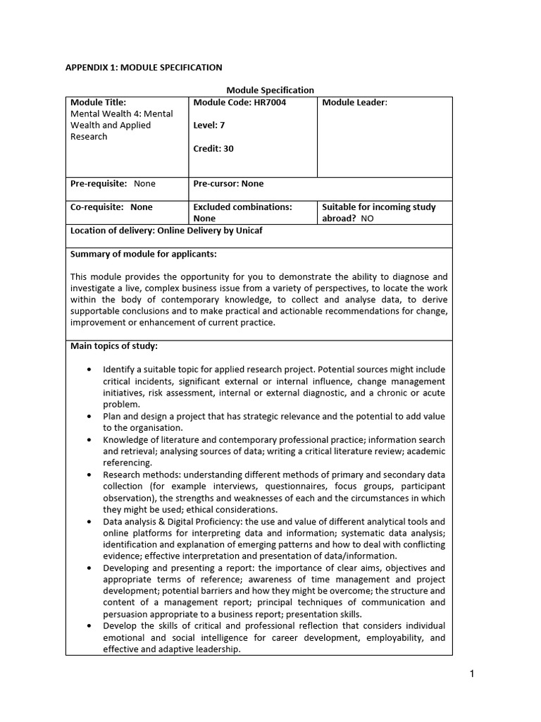 UEL-HR-7004 Module Specifications | PDF | Learning | Disciplines