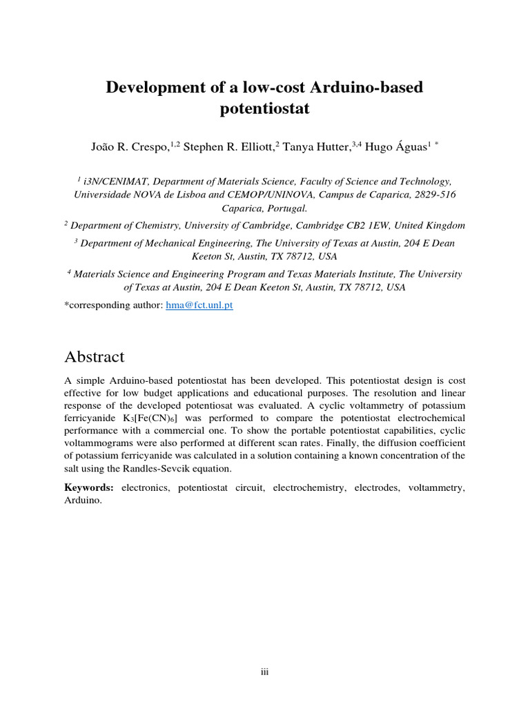 Development of A Low-Cost Arduino-Based Potentiostat | PDF ...