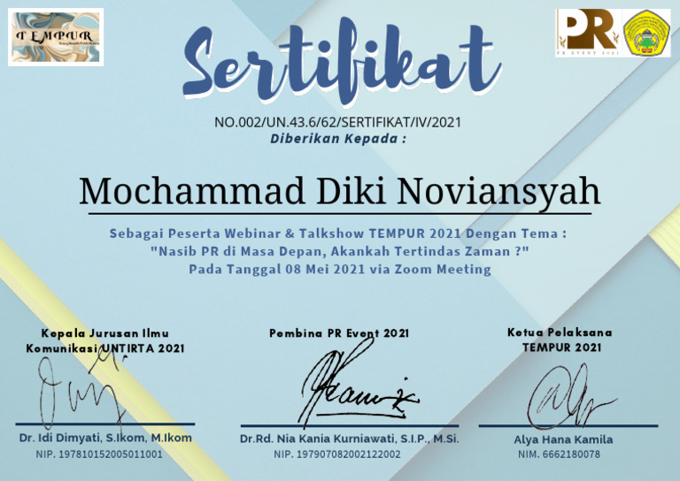 Sertifikat Peserta 2021 | PDF