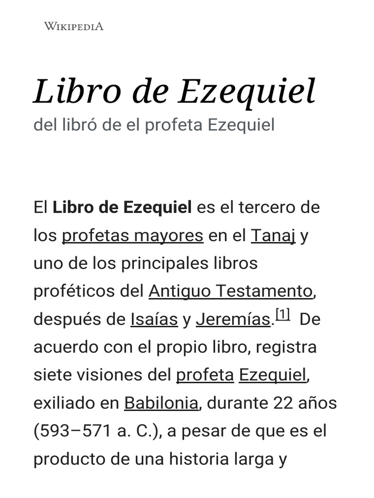 Libro de Ezequiel - Wikipedia, La Enciclopedia Libre | PDF | Libro de ...