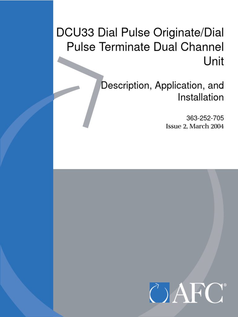 AFC DISCS DCU33 Dial Pulse Originate Pulse Terminate Dual Channel Unit - 363-252-705i2 | PDF ...
