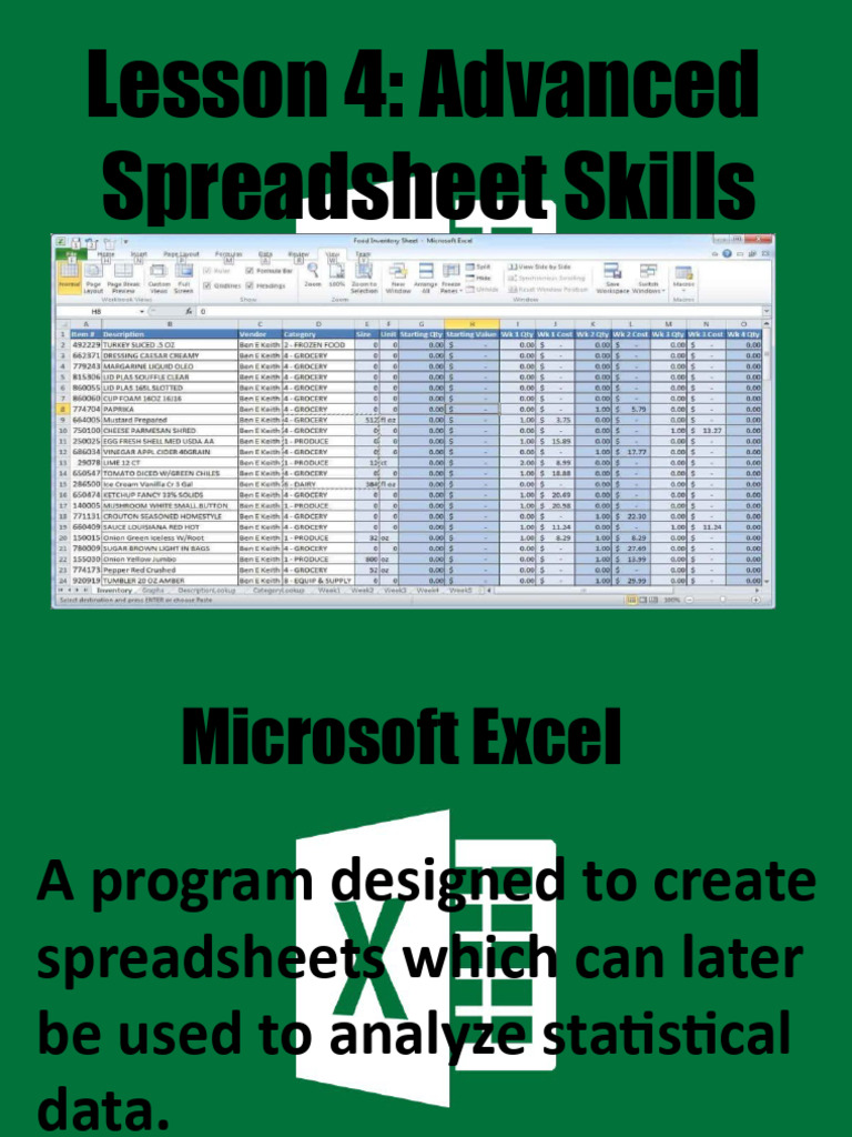 Lesson 4.advanced Spreadsheet Skills 20231 | PDF | Spreadsheet | Microsoft Excel