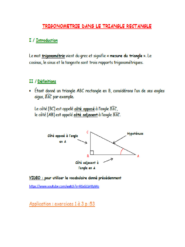 3eme Cours Trigonometrie 1 | PDF