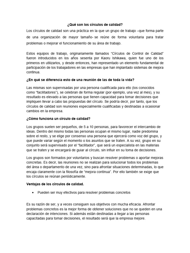 Círculos de Control de Calidad: Guía Esencial | PDF | Business