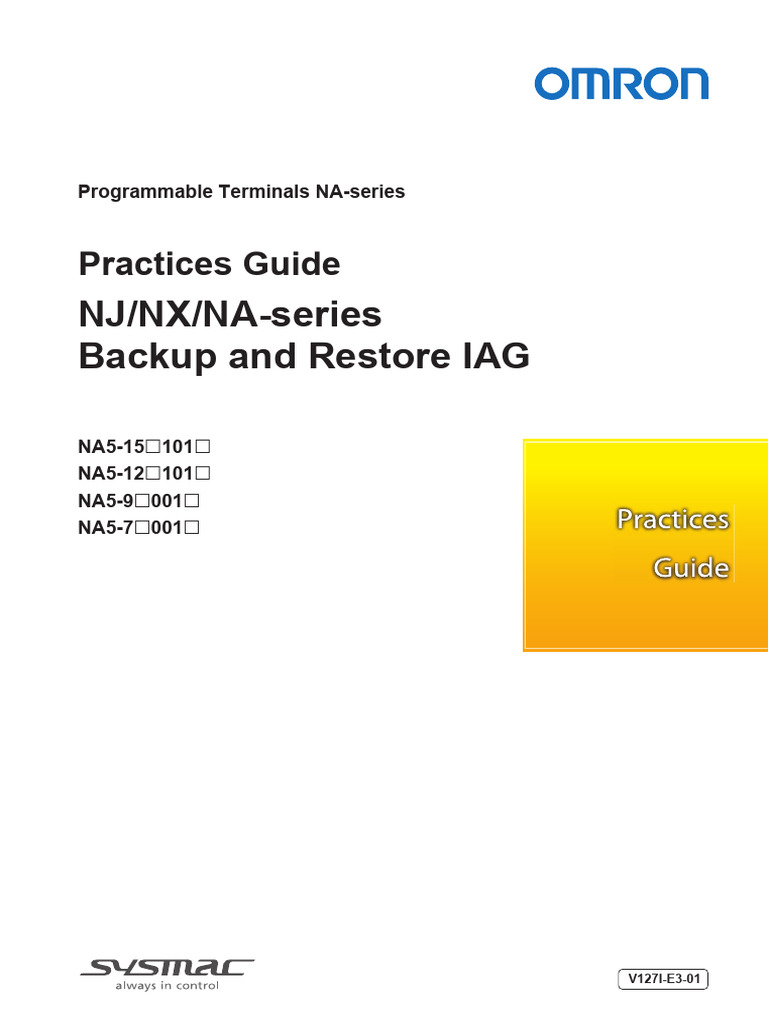 Controller NA Practices Guide NJ NX NA-series Backup and Restore IAG en ...