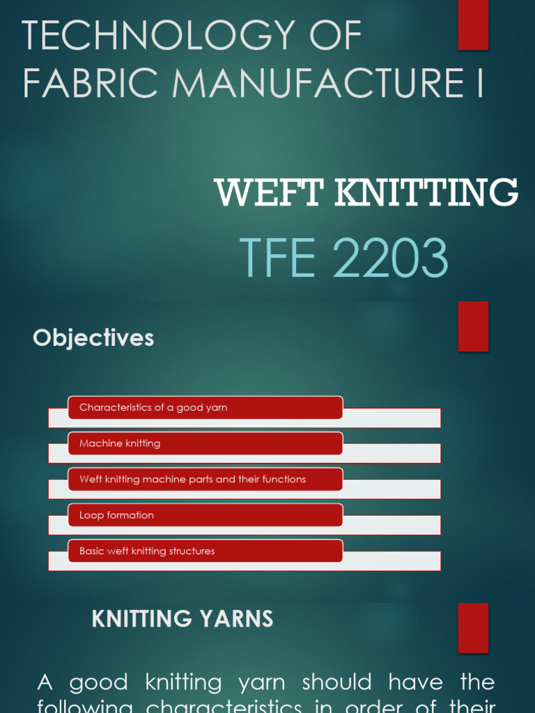 02 TFE2203 Weft Knitting | PDF | Knitting | Yarn