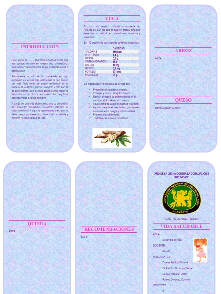 TRIPTICO | PDF | Nutrición | Dieta y nutrición