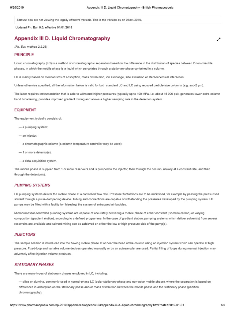 Appendix III D. Liquid Chromatography - British Pharmacopoeia | PDF | Chromatography | High ...
