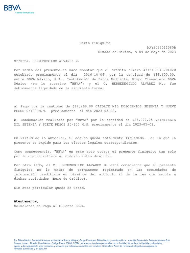 Carta Finiquito | PDF