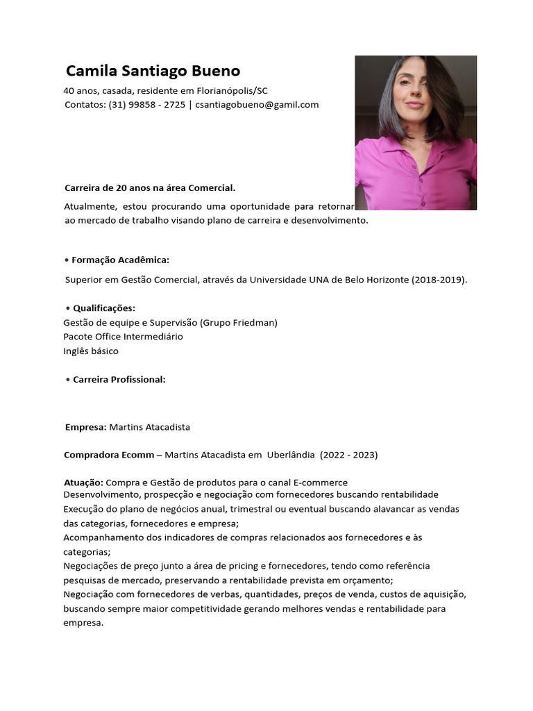 CV Camila Santiago Bueno - 2023 - Credfácil | PDF | Marketing | Economias