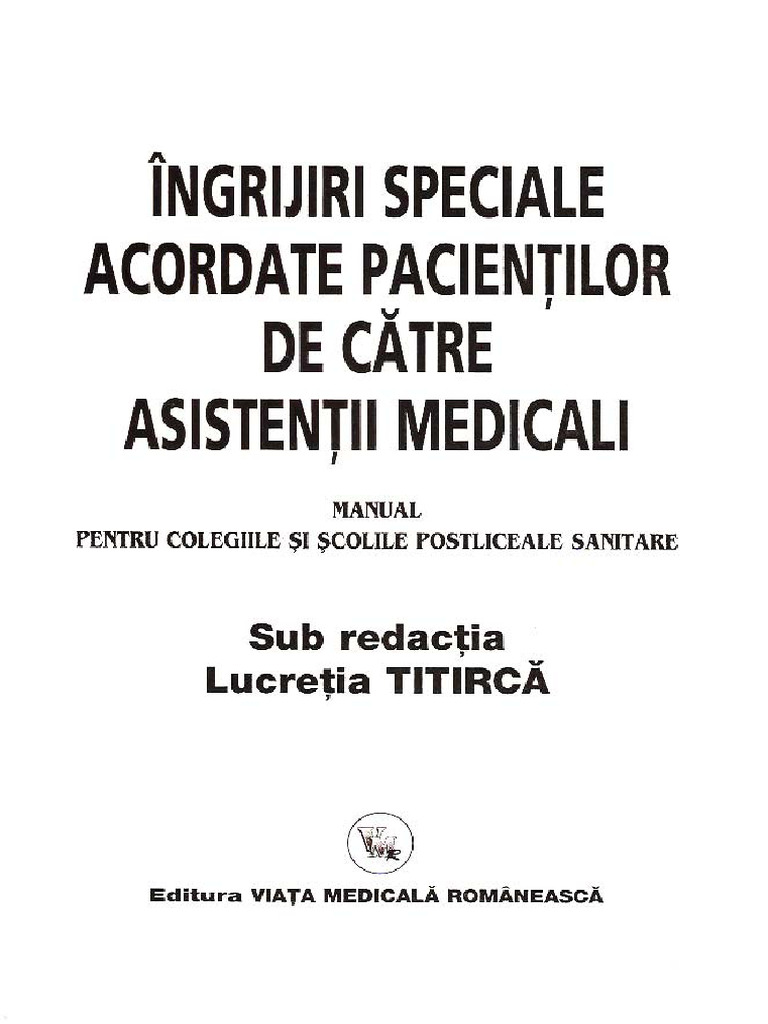 Tehnici de Evaluare Si Ingrijiri Acordate de Asistentii Medicali Ghid de Nursing Vol 2 Lucretia ...