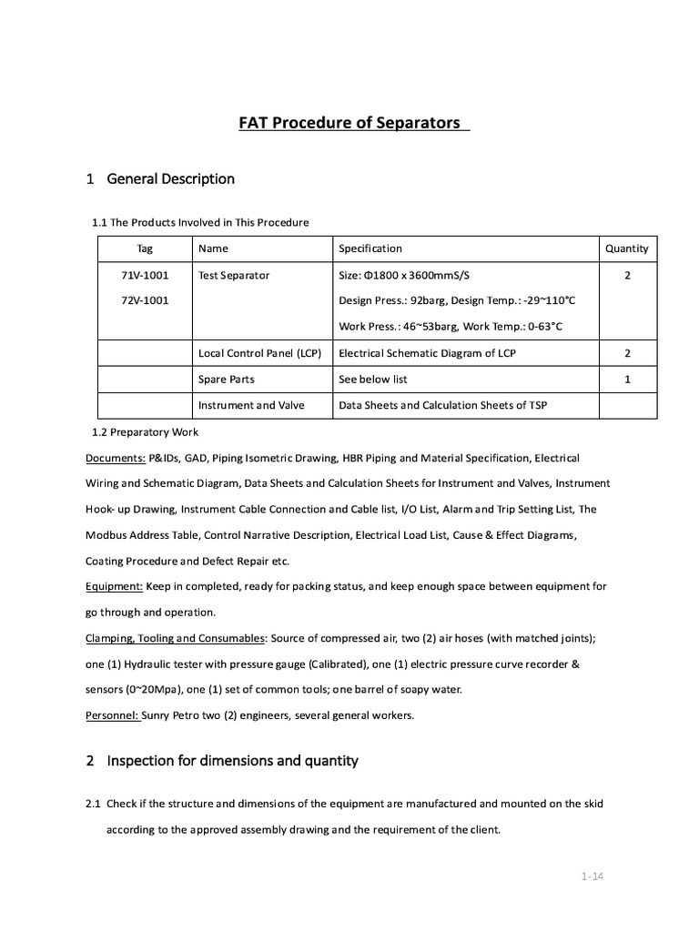 Example FAT Procedure | PDF