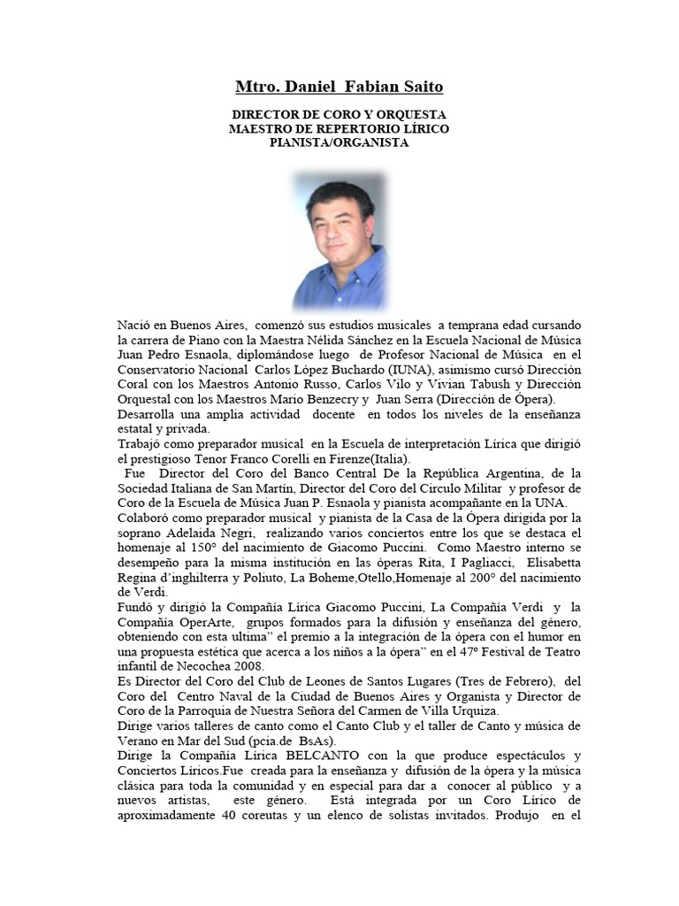 Curriculum Daniel 2018 | PDF | Ópera | Coro