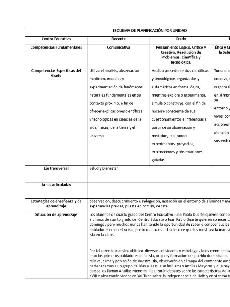 Plan. Cuarto. Naturales | PDF | Evaluación | Observación