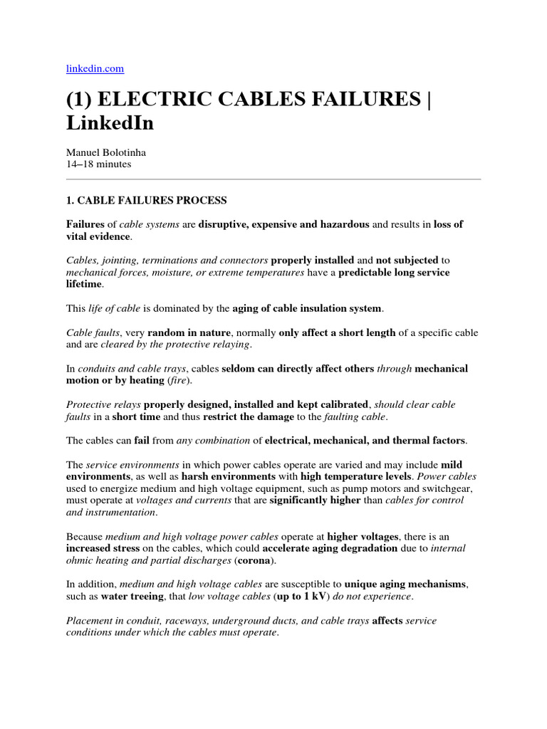Cable Failure Modes | PDF | Insulator (Electricity) | Corrosion
