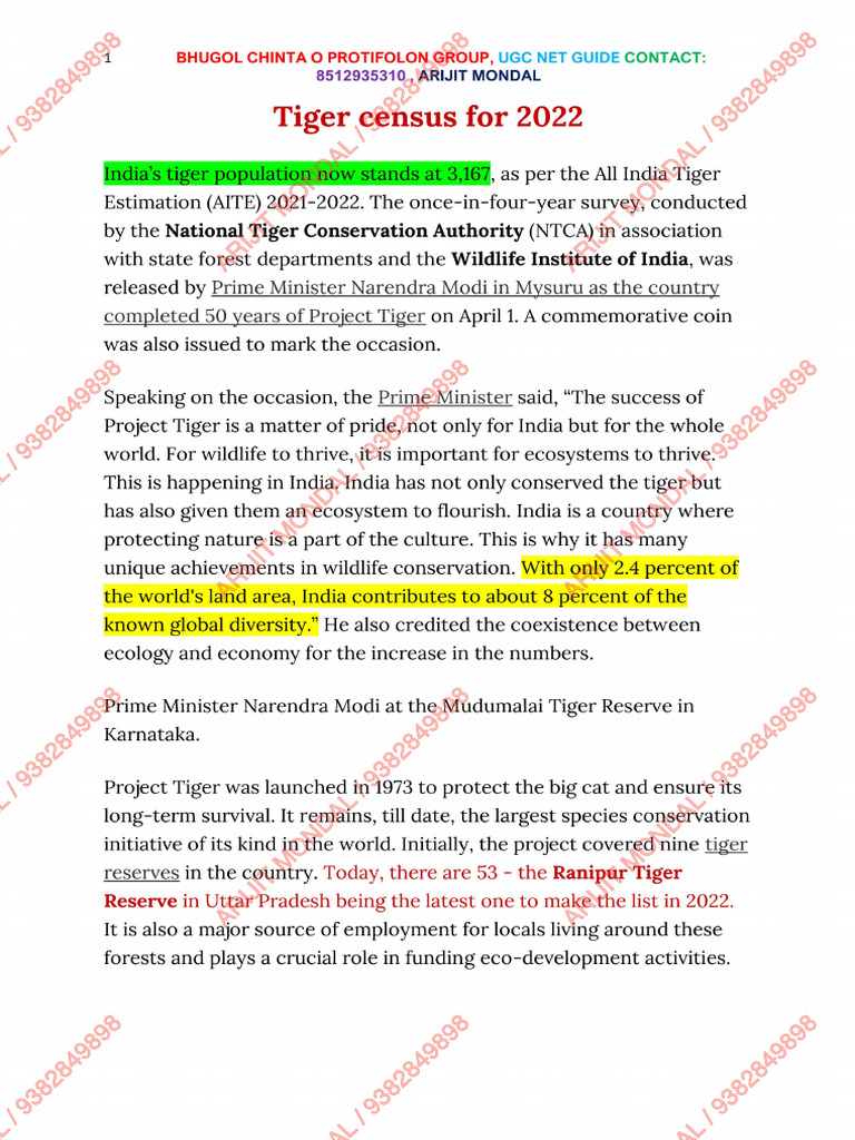 Tiger Census 2022 | Download Free PDF | Tiger | Felids