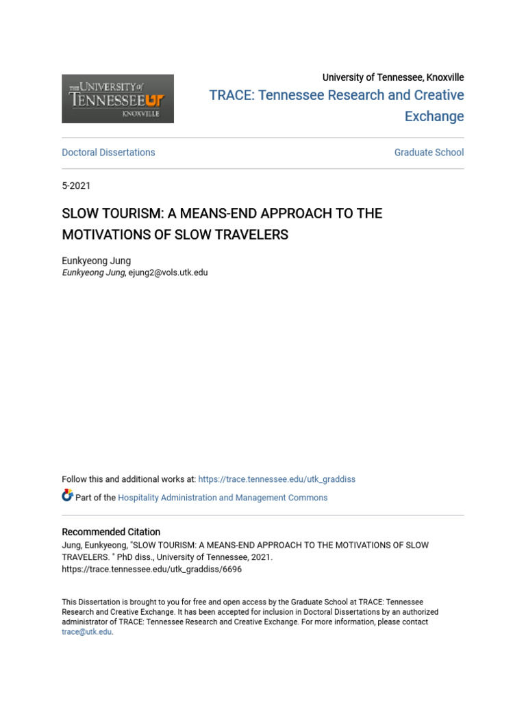 Slow Tourism A Means-End Approach To The Motivations of Slow Tra | PDF ...