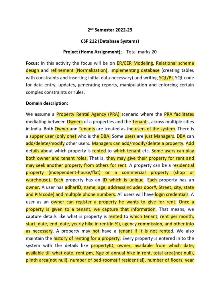 DBS Project Specs | PDF | Relational Database | Databases