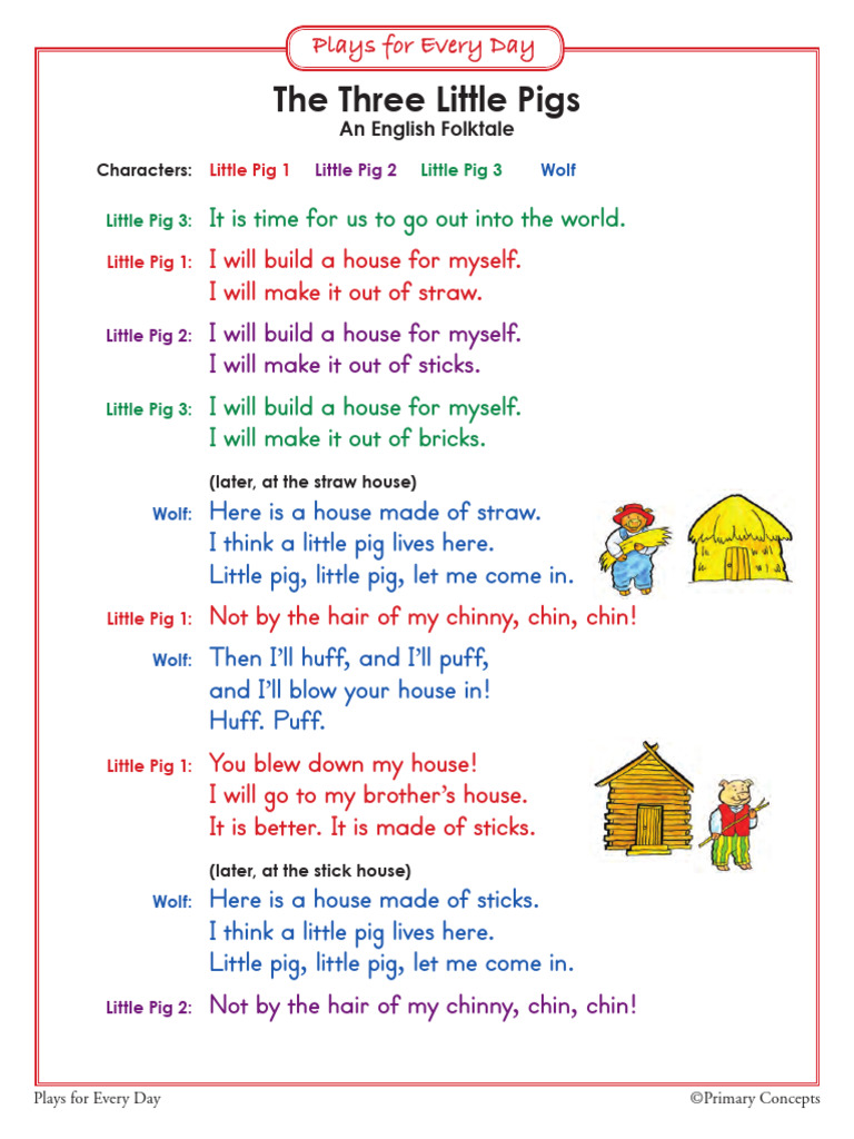Three Little Pigs Plays For Every Day - Primary Concepts | PDF