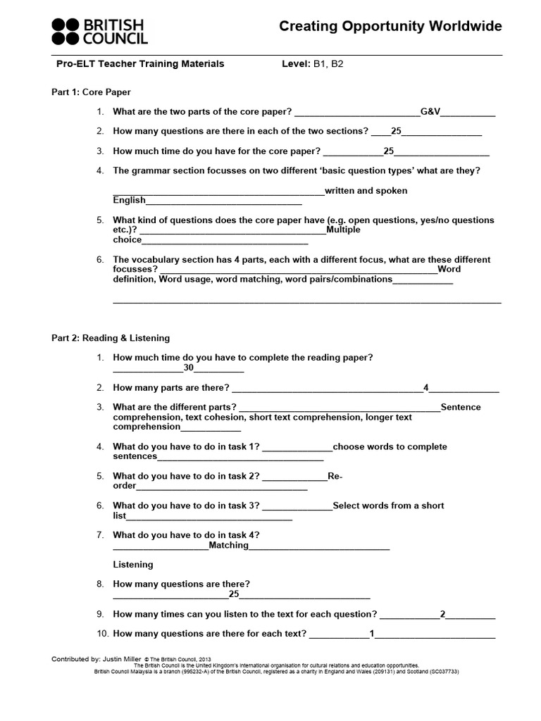 Aptis Format Quiz Answers | PDF | Cognition | Communication
