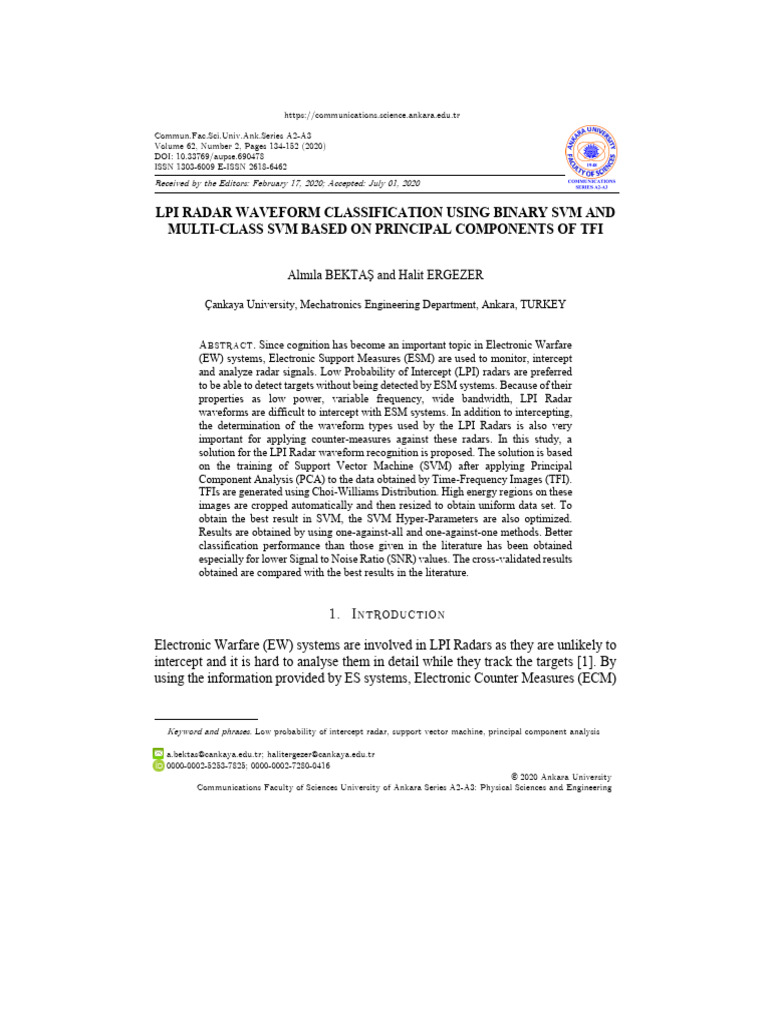 Modulcacao Lpi Radar Waveform Classification Using Binary SVM and | PDF ...