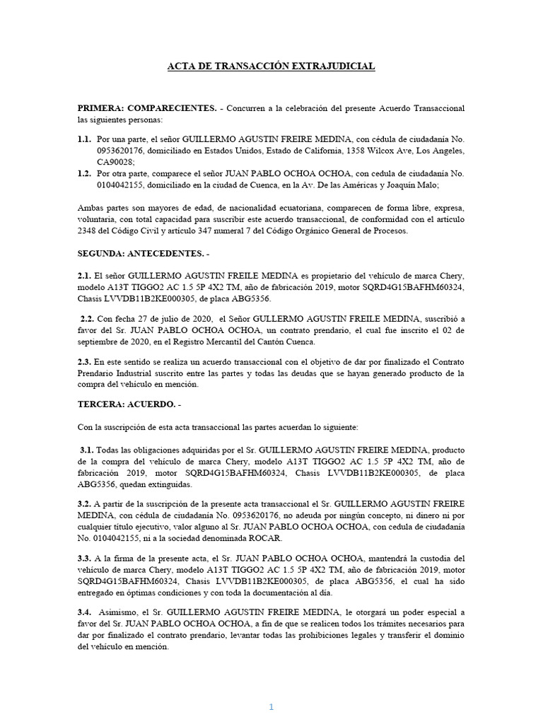 Acta Transaccional | PDF | Justicia | Crimen y violencia