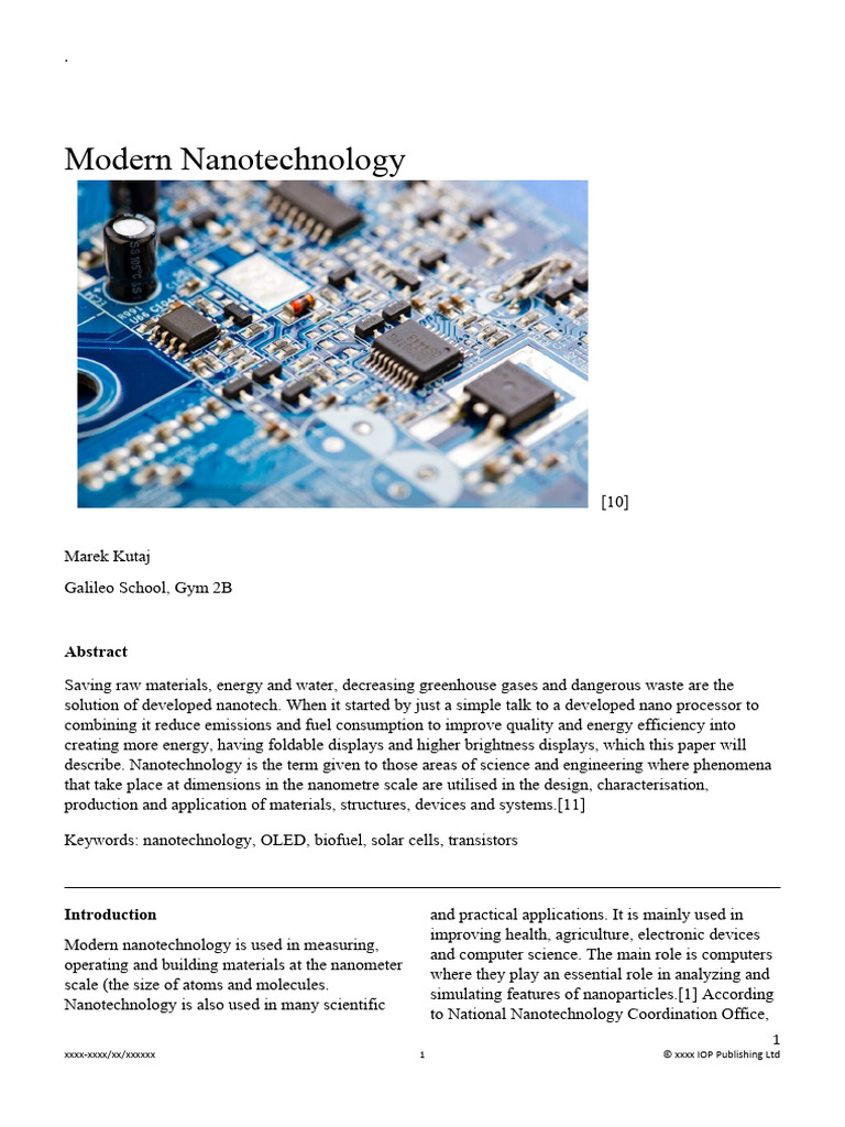 Modern Nanotechnology Science Paper | PDF | Nanotechnology | Physical Sciences