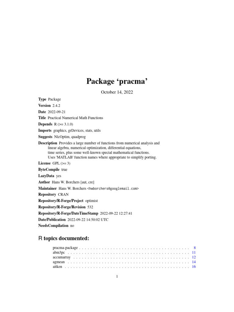 Pracma | PDF | Mathematics | Mathematical Analysis