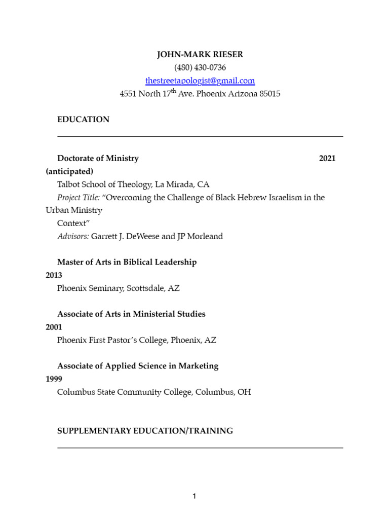 JM Rieser / VOCAB MALONE CV | PDF | Salvation | Covenant (Biblical)