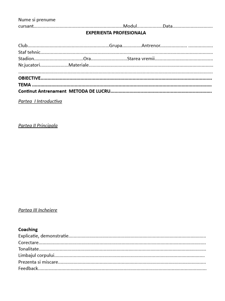 Fisa Experienta Profesionala | PDF