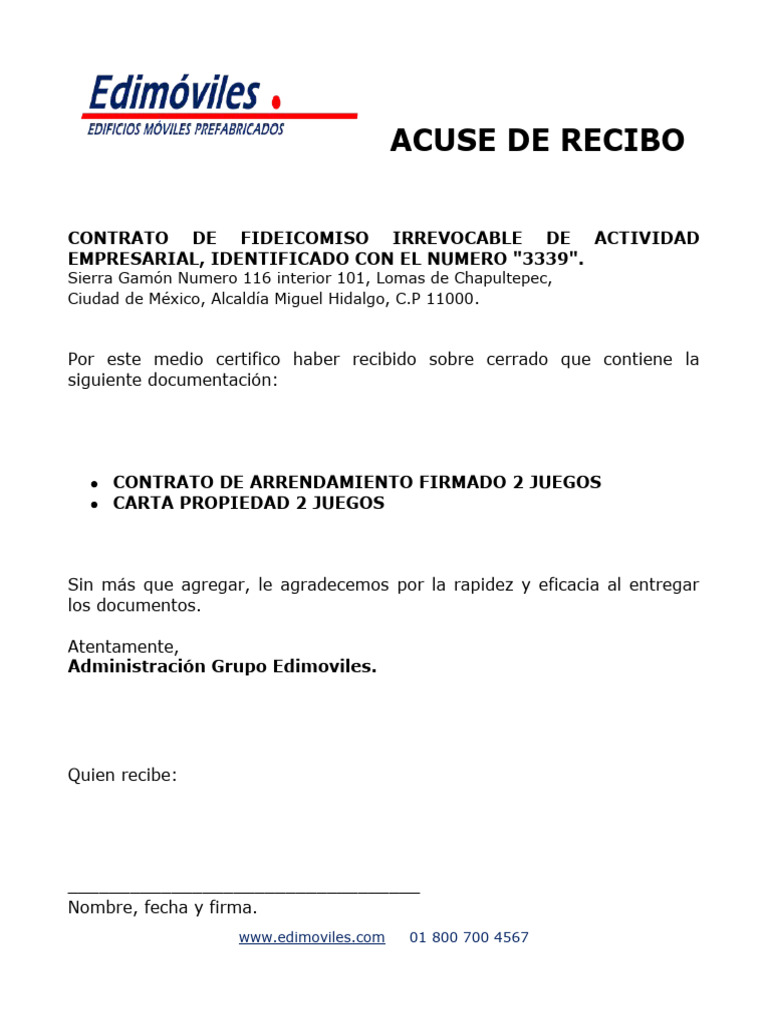 Acuse de Recibido | PDF