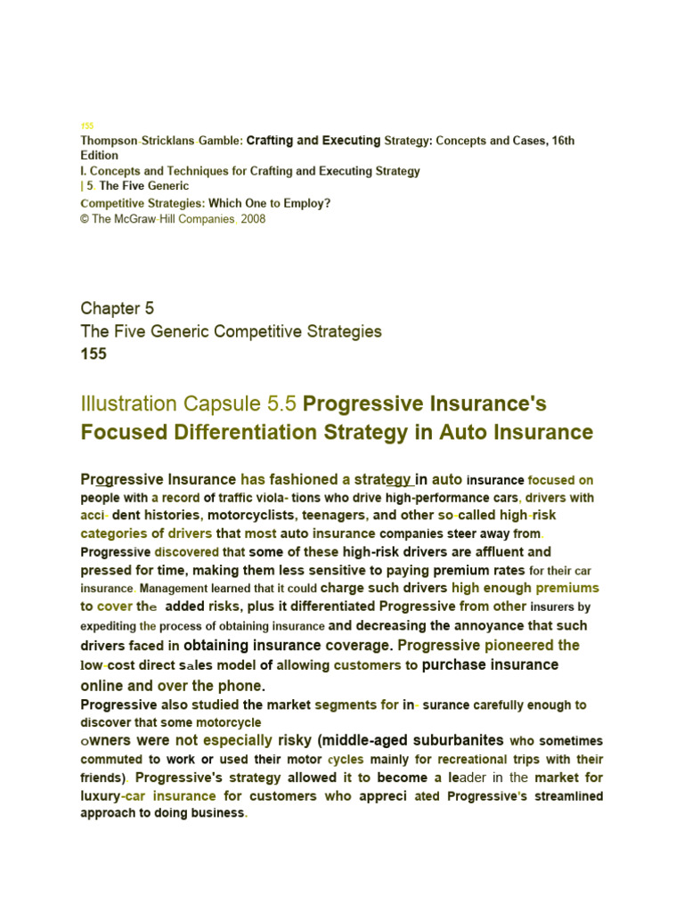 Progressive Insurances Focused Differentation Strategy | PDF | Insurance | Vehicle Insurance