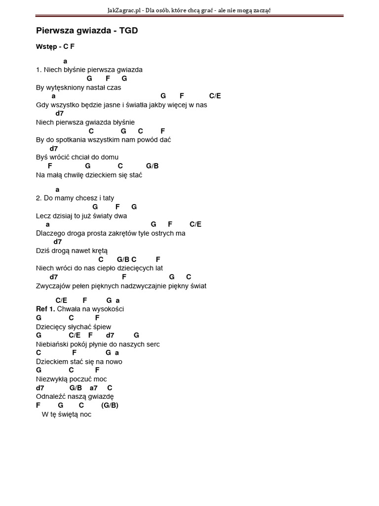 Pierwsza Gwiazda TGD Tekst I Chwyty | PDF