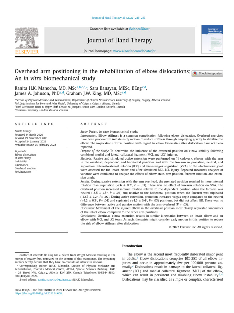 Overhead Arm Positioning .... | PDF | Elbow | Anatomical Terms Of Motion