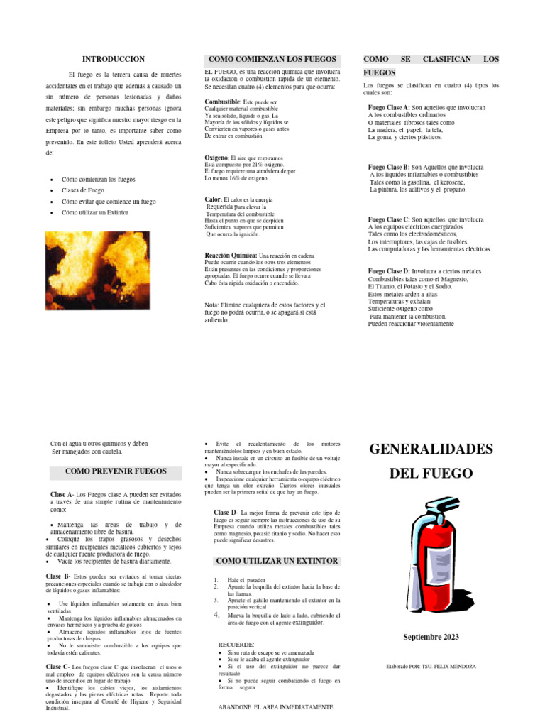 Triptico de Prevencion 1 | PDF | Combustión | Incendios