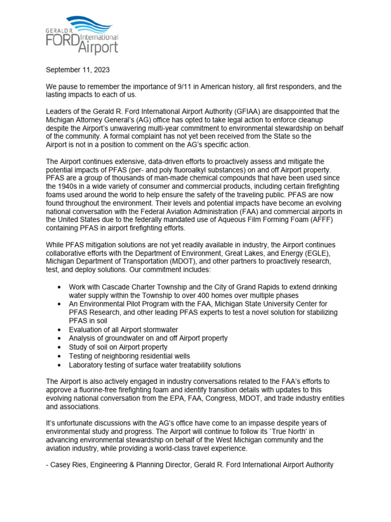 GFIAA Statement | PDF | Airport | Federal Aviation Administration