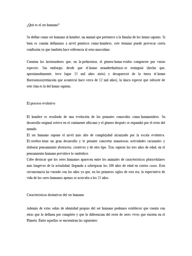 Qué Es El Ser Humano | PDF | Humano | Homo