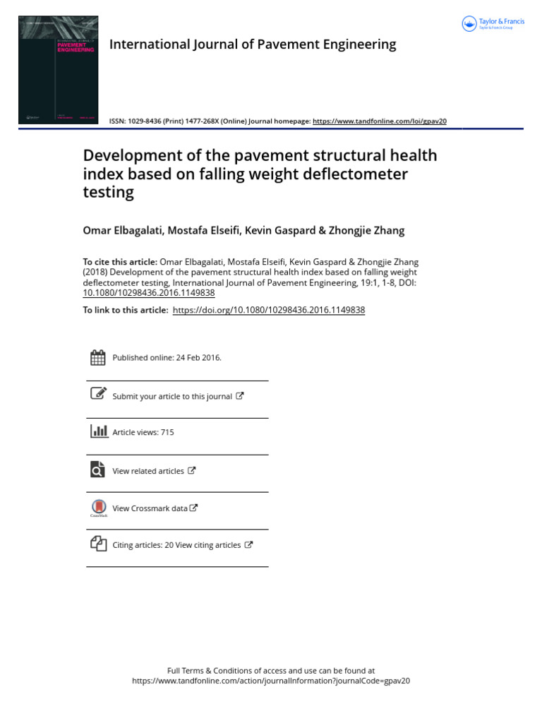 Development of The Pavement Structural Health Index Based On Falling ...