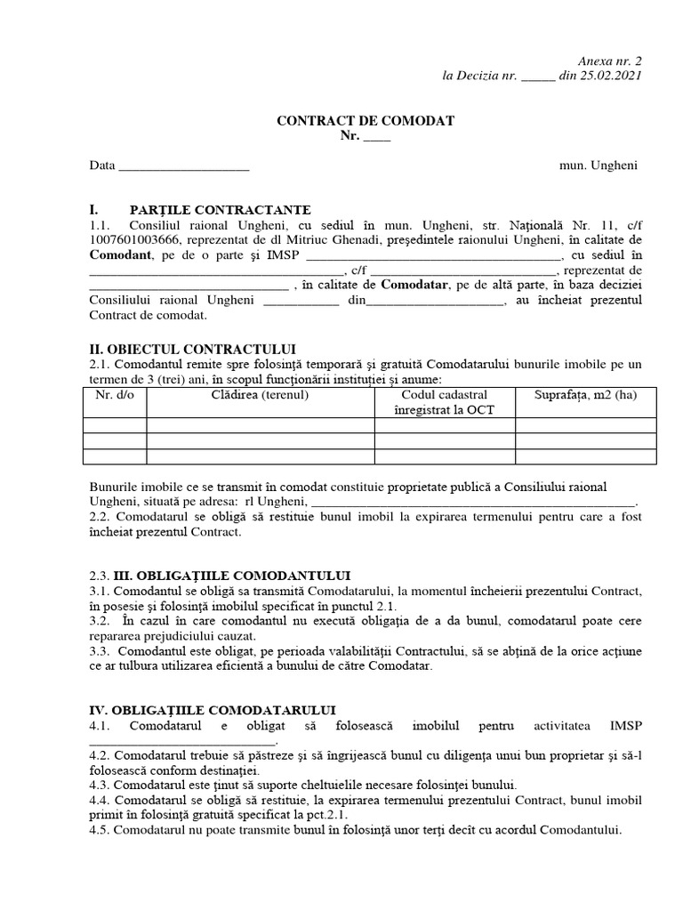 Contract Comodat | PDF