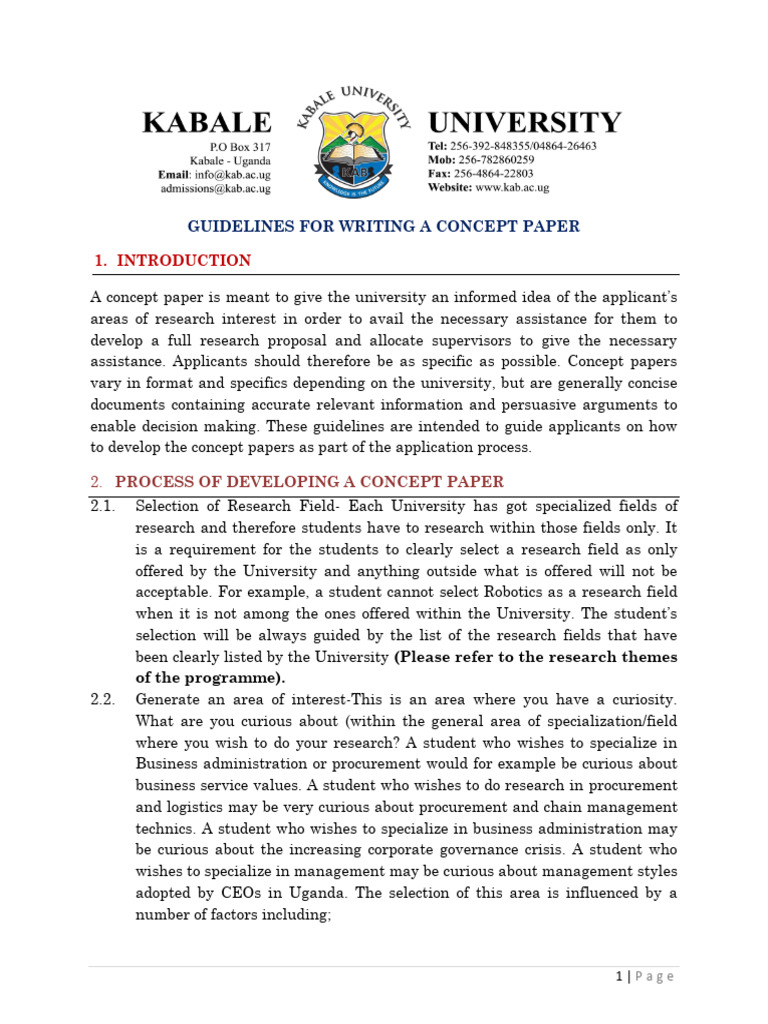 Guidelines For Writing A Concept Paper | PDF | Hypothesis | Methodology