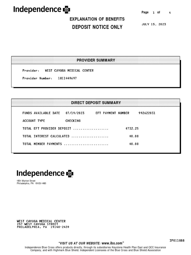 Eob Remittance | PDF | Medicine | Health Economics