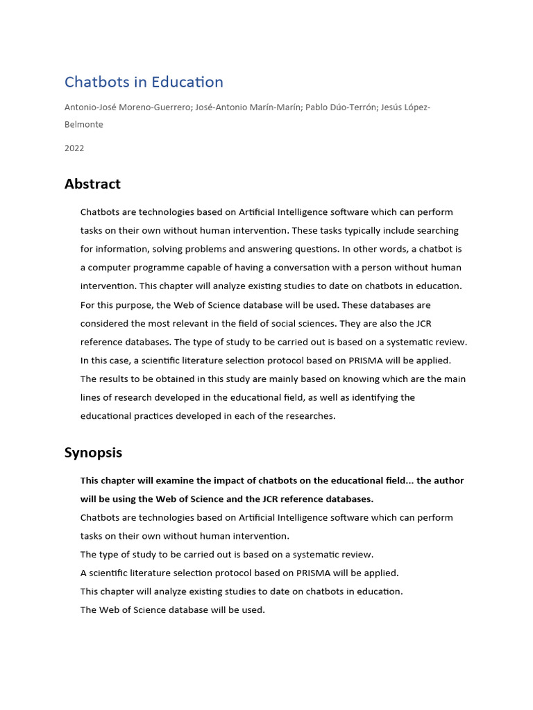 Chatbots in Education: Systematic Review | PDF | Systematic Review | Science